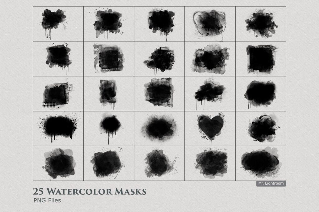 25 Watercolor Masks - Mist Studio - Junk Journal Ephemera, Scrapbooking ...