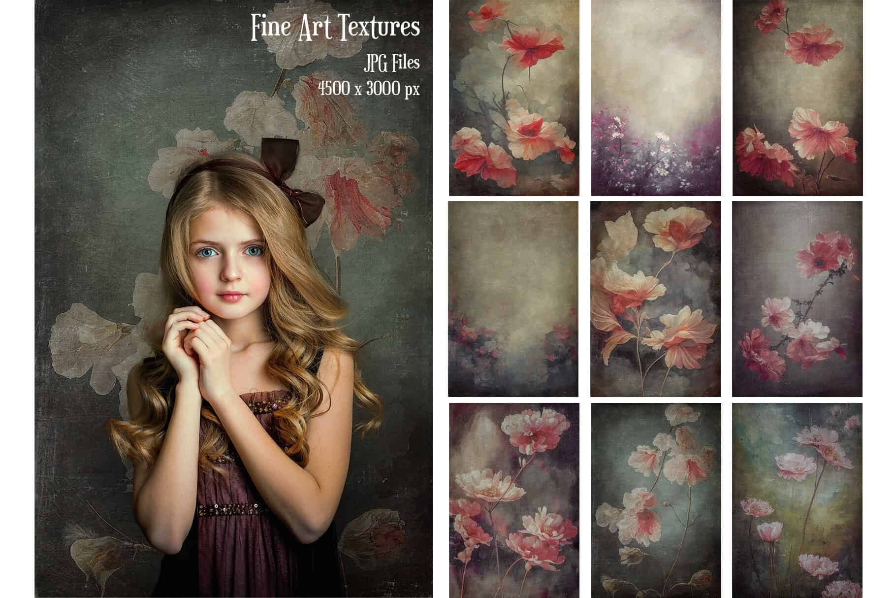 Fine Art Textures 18, Photoshop Overlays, Floral Layer, Photo editing ...